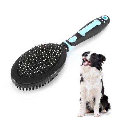 China Double Sided Dog Massage Brush with Pin & Bristle Design - 22.5cm & 25cm Sizes for All Coat Types for sale