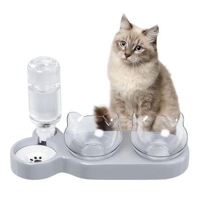 China Automatic Pet Cat Water Feeder Dispenser 3-in-1 with Double Bowl 500ml Capacity for Cats and Small Dogs for sale