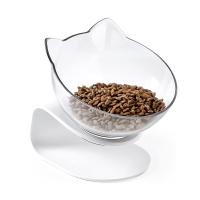 China Non Slip Elevated Raised Cat Food Water Bowl 0.16kg Plastic Cat Shaped Feeding Dish with Ergonomic Design for sale