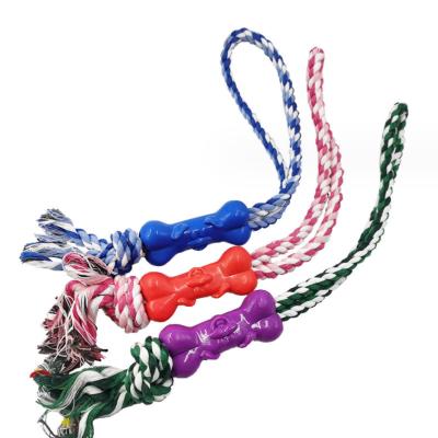 China Interactive Durable Dog Knot Rope Bone Dog Teeth Cleaning Toy For Chewers for sale