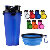 China Portable Dog Travel Water Bottle with 350ml Water Capacity and 250g Food Container - Detachable Silicone Bowl for Outdoor Use for sale
