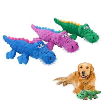 China Plush Crocodile Squeaker Dog Toy With Sound Paper Airbag Relieves Anxiety for sale
