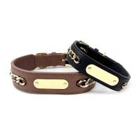 China Genuine Leather Dog Collar with Metal Braided Design & Engraved Nameplate - Sizes 28-63cm Adjustable, 2.7-4.0cm Width for sale