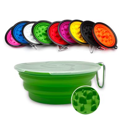 China Silicone Portable Collapsible Slow Feeder Dog Bowl with Lid - 350ml/1000ml Capacity, BPA-Free Pet Travel Bowl for sale