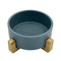 China Ceramic Elevated Pet Bowl with Wood Stand - 0.8