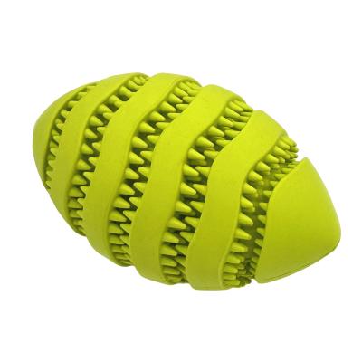 China Rubber Olive Ball Dog Chew Toy - Durable Dental Chew for Teeth and Gum Health - Yellow Color DY-PTJ331 for sale