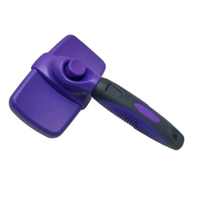 China Self Cleaning Dog Brush with Retractable Pins and Non-Slip Handle for Safe Pet Grooming - JY-RD501 Model for sale
