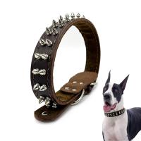 China Genuine Leather Pet Collar with Studded Design - 3.5cm Width, Adjustable 40.5-63.5cm Length for Dogs for sale
