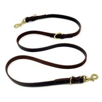 China Genuine Leather Dog Leash 2.0 x 180 cm - 5-in-1 Adjustable Multifunctional Design with Brass Hardware for sale