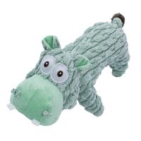 China Green Hippo Plush Squeaky Dog Toy Soft Chew Tug Play Toy For Small To Large Dogs for sale