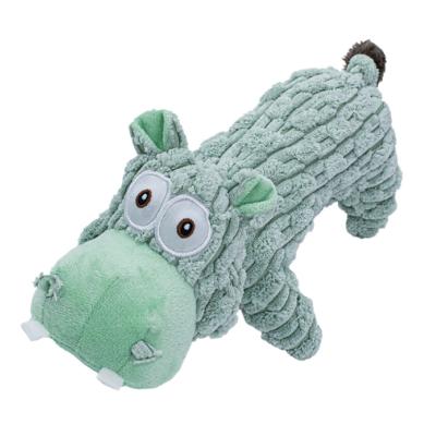 China Green Hippo Plush Squeaky Dog Toy Soft Chew Tug Play Toy For Small To Large Dogs for sale