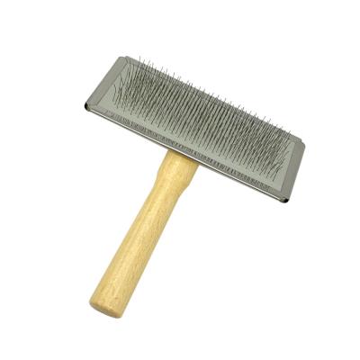 China Wooden Handle Pet Grooming Brush with Stainless Steel Pins - 12.5cm to 19cm Sizes for Dogs and Cats for sale