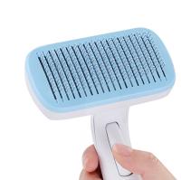 China Pet Self-Cleaning Brush 19.5cm with One-Button Hair Removal for Dogs and Cats - Green/Gray/Pink/Blue Colors for sale