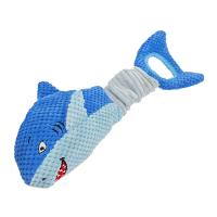 China Interactive Shark Plush Dog Toy with Squeaker - 41cm Durable Chew Toy for Large & Small Dogs for sale