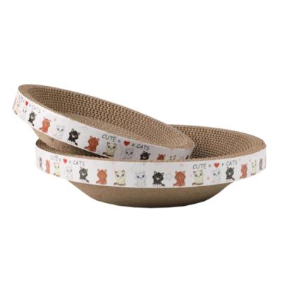 China Cat Scratcher Bowl Bed - 30×30×9cm to 50×50×9cm Corrugated Cardboard Lounge Pad for Scratching and Resting for sale