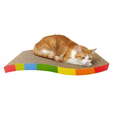 China Durable Cardboard Cat Scratcher Play Mat with Rainbow Texture and Upright Shell Design - JY-XHT-046 Model for sale
