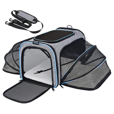 China Large Airline Approved Expandable Pet Carrier 40x25x25cm & 46x30x28cm with 50% Expansion for Cats and Dogs for sale