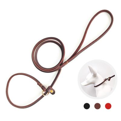 China Genuine Leather Slip Lead Dog Leash 0.6cm Width, 150-200cm Length for Small Dogs & Puppies Training for sale