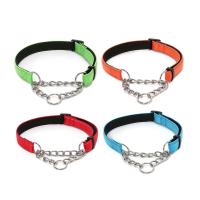 China Reflective Nylon Dog Training Collar with Stainless Steel Chain - 2.5cm Width, Adjustable 27-70cm Length for Medium to Large Breeds for sale