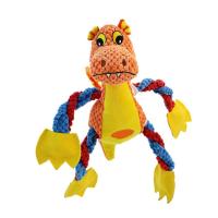 China Cute Dragon Squeaky Plush Dog Toy With 5 Squeakers & Crinkle Paper, Rope Chew Toy for sale