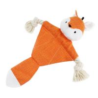China Dog Plush Toy Durable Cotton Orange Fox Soft Squeaky Fun Interactive Chew Toy for sale