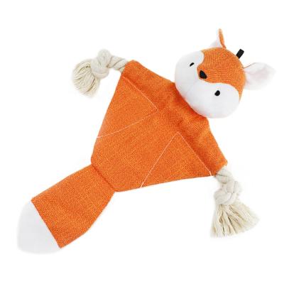 China Dog Plush Toy Durable Cotton Orange Fox Soft Squeaky Fun Interactive Chew Toy for sale