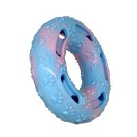 China Donut Shape TPR Pet Toy Chew Resistant Durable Treat Dispenser Interactive Toy For Dogs for sale