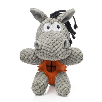 China Dog Plush Toy Donkey Squeaky Chew Teething  Interactive Toy Leakage Food Toy for sale