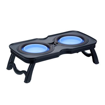 China Raised Dog Food Bowl Set Elevated Silicone Pet Food Bowl With Stand For Dogs And Cats for sale
