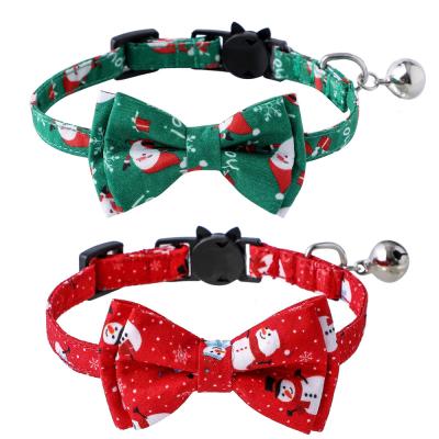 China Christmas Plaid Bow Tie Cat Collar, Adjustable Safety Kitten Collar, Adorable Pet Collar Decoration for sale