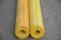 China Yellow Fiber Glass Wool Pipe Insulation Material - 22-529mm Diameter, -18°C to 450°C Temperature Range for sale