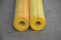 China Yellow Fiber Glass Wool Pipe Insulation Material - 22-529mm Diameter, -18°C to 450°C Temperature Range for sale