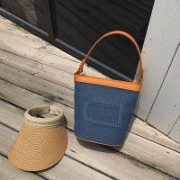 China Custom Washed Canvas Denim Bucket Bag women's fashion handbag Tote Bag Shoulder Bag Bucket Bag Canvas Bag Denim Bag for sale