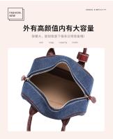 China Washed Denim with Imported Vegetable-Tanned Leather Canvas Boston Bag handbag  shoulder bag Crossbody Bag women's fashion work bag for sale