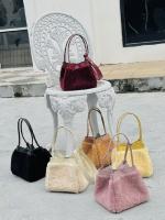 China Women's Lamb Fur Small Square Bag genuine leather bag Handbag Crossbody Bag Shoulder Bag Waist Bag Basket bag Evening Bag China factory wholesale for sale