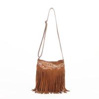 China Top-Grain Frosted Cowhide Embroidered Fringe Bag Women's genuine leather shoulder bag Crossbody Bag OEM Bag Manufacturer for sale