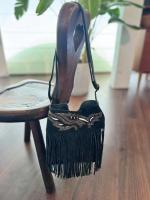 China Top-Grain Frosted Cowhide Embroidered Fringe Bag Women's genuine leather shoulder bag Crossbody Bag OEM Bag Manufacturer for sale