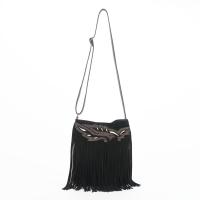 China Top-Grain Frosted Cowhide Embroidered Fringe Bag Women's genuine leather shoulder bag Crossbody Bag OEM Bag Manufacturer for sale