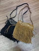 China Top-Grain Frosted Cowhide Embroidered Fringe Bag Women's genuine leather shoulder bag Crossbody Bag OEM Bag Manufacturer for sale