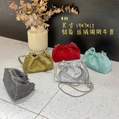 China Vintage Bag Velvet-Satin Cowhide Small Gold Ball genuine leather Shoulder bag Crossbody Bag  Evening Bag  Fashion Bags for Women China factory wholesale for sale
