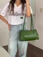 China Women's genuine leather bag Top-Grain Oil-Waxed Cowhide Large Capacity Tote Shoulder Bag underarm bag Minimalist Bag China factory wholesale for sale