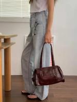 China Women's genuine leather bag Top-Grain Oil-Waxed Cowhide Large Capacity Tote Shoulder Bag underarm bag Minimalist Bag China factory wholesale for sale