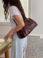 China Women's genuine leather bag Top-Grain Oil-Waxed Cowhide Large Capacity Tote Shoulder Bag underarm bag Minimalist Bag China factory wholesale for sale