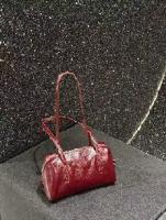 China Women's genuine leather bag Vintage Bag Top Grain Oil-Waxed Cowhide Folded Edge Boston Bag Shoulder Bag underarm bag China factory wholesale for sale