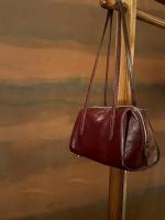 China Women's genuine leather bag Vintage Bag Top Grain Oil-Waxed Cowhide Folded Edge Boston Bag Shoulder Bag underarm bag China factory wholesale for sale