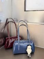 China Women's genuine leather bag Vintage Bag Top Grain Oil-Waxed Cowhide Folded Edge Boston Bag Shoulder Bag underarm bag China factory wholesale for sale