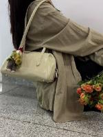 China Women's genuine leather bag Vintage Bag Top Grain Oil-Waxed Cowhide Folded Edge Boston Bag Shoulder Bag underarm bag China factory wholesale for sale