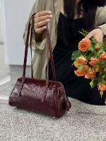 China Women's genuine leather bag Vintage Bag Top Grain Oil-Waxed Cowhide Folded Edge Boston Bag Shoulder Bag underarm bag China factory wholesale for sale
