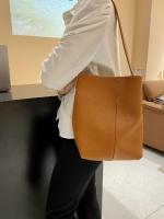 China Minimalist Bag Women's genuine leather shoulder bag Top-Grain Full-Grain Cowhide Bucket Bag (with Inner Pouch) underarm bag  Work Bag China supplier wholesale for sale