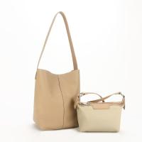 China Minimalist Bag Women's genuine leather shoulder bag Top-Grain Full-Grain Cowhide Bucket Bag (with Inner Pouch) underarm bag  Work Bag China supplier wholesale for sale